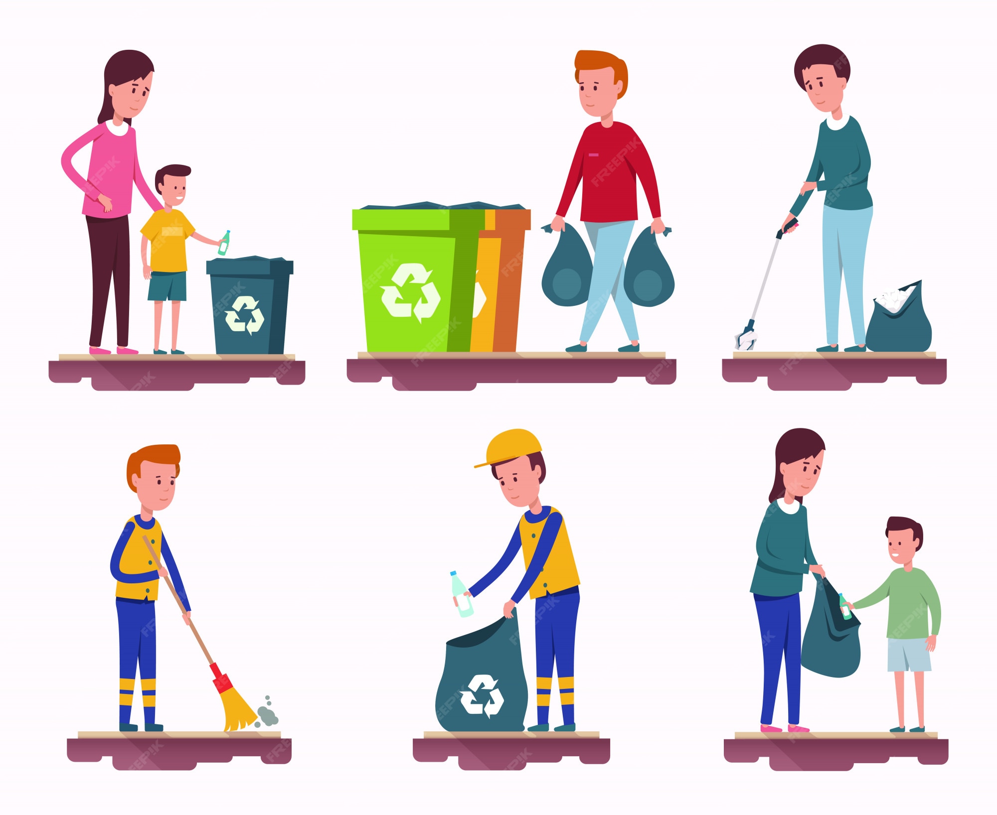 Premium Vector | Garbage collection set Premium Vector | Garbage collection set