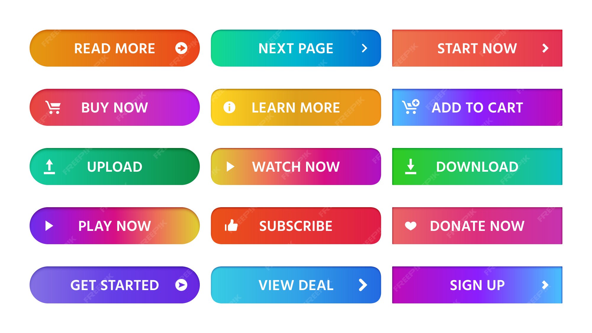 Premium Vector | Gradient buttons. rectangular next page button, read more and add to cart icon ...