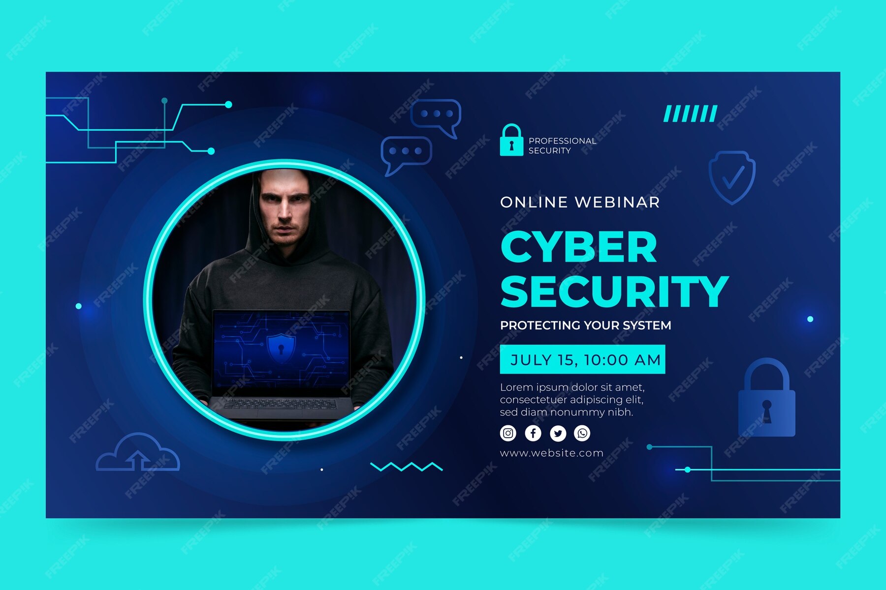 Free Vector | Gradient data privacy webinar template Free Vector | Gradient data privacy webinar template