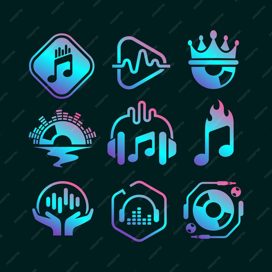 Premium Vector | Gradient dj logo collection Premium Vector | Gradient dj logo collection