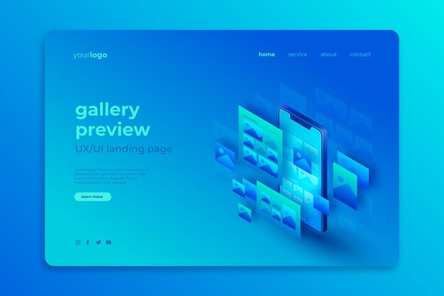 Premium Vector | Gradient ui/ux landing page template Premium Vector | Gradient ui/ux landing page template