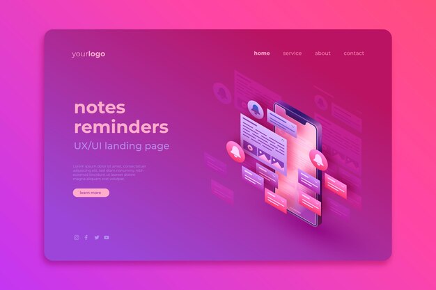 Premium Vector | Gradient ui/ux landing page template Premium Vector | Gradient ui/ux landing page template