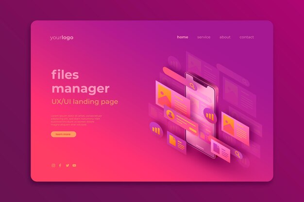 Premium Vector | Gradient ui/ux landing page template Premium Vector | Gradient ui/ux landing page template