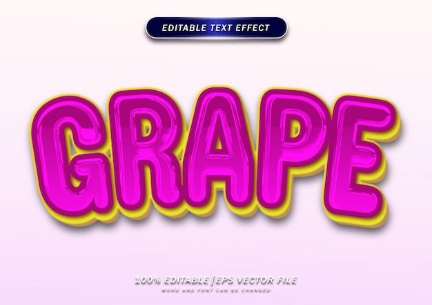Premium Vector | Grape text editable effect Premium Vector | Grape text editable effect