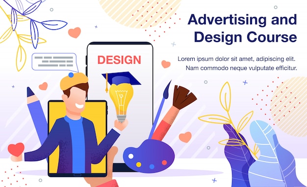 Premium Vector | Graphic design online course flat Premium Vector | Graphic design online course flat