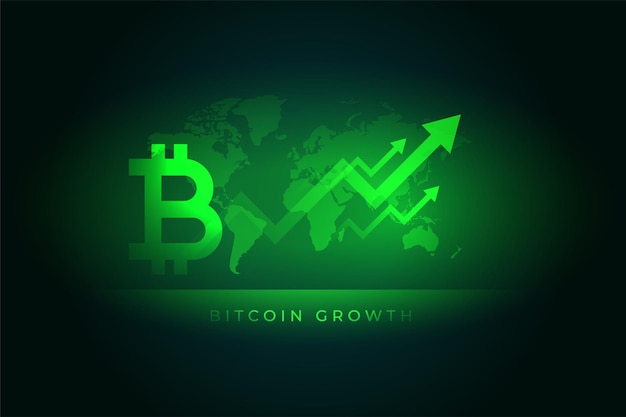 Free Vector | Green bitcoin growth arrow background Free Vector | Green bitcoin growth arrow background