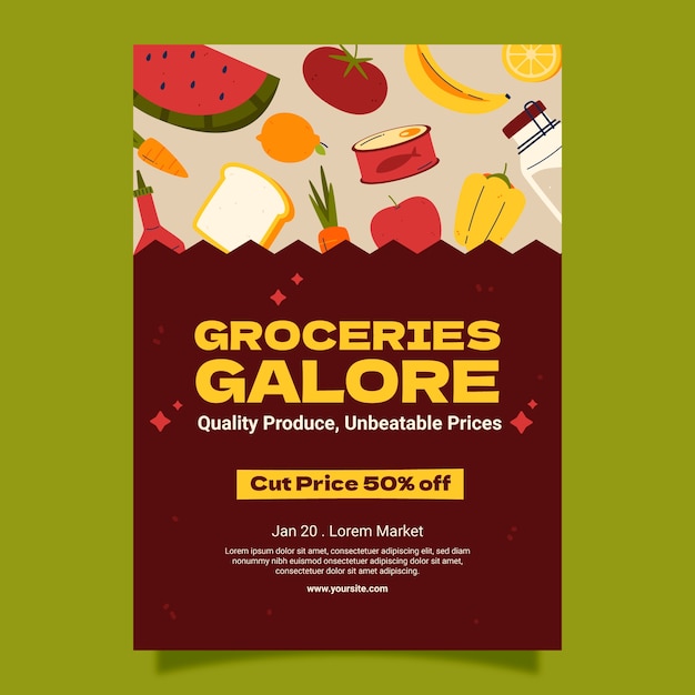 Free Vector | Grocery store poster template Free Vector | Grocery store poster template
