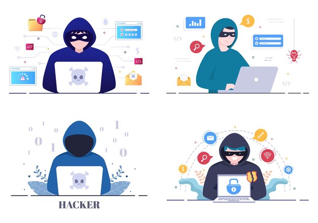 Premium Vector | Hacker using computer server to activity hacked database background vector ...