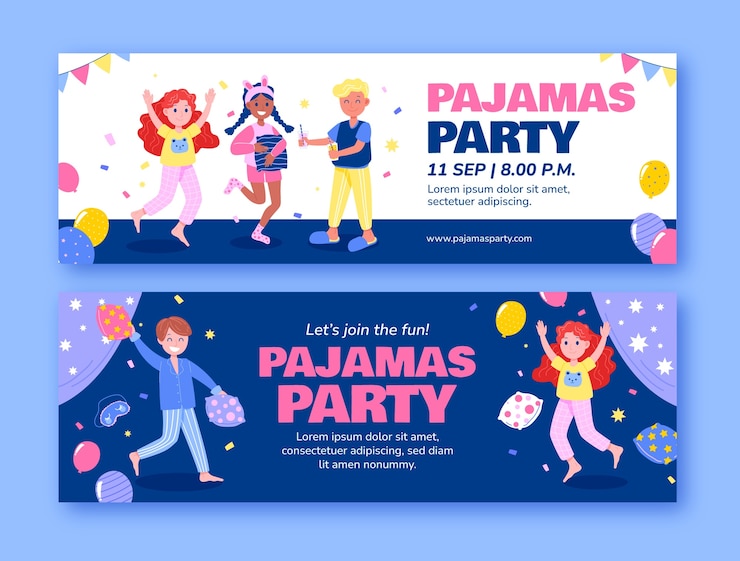 Free Vector Hand Drawn Pajamas Party Horizontal Banner