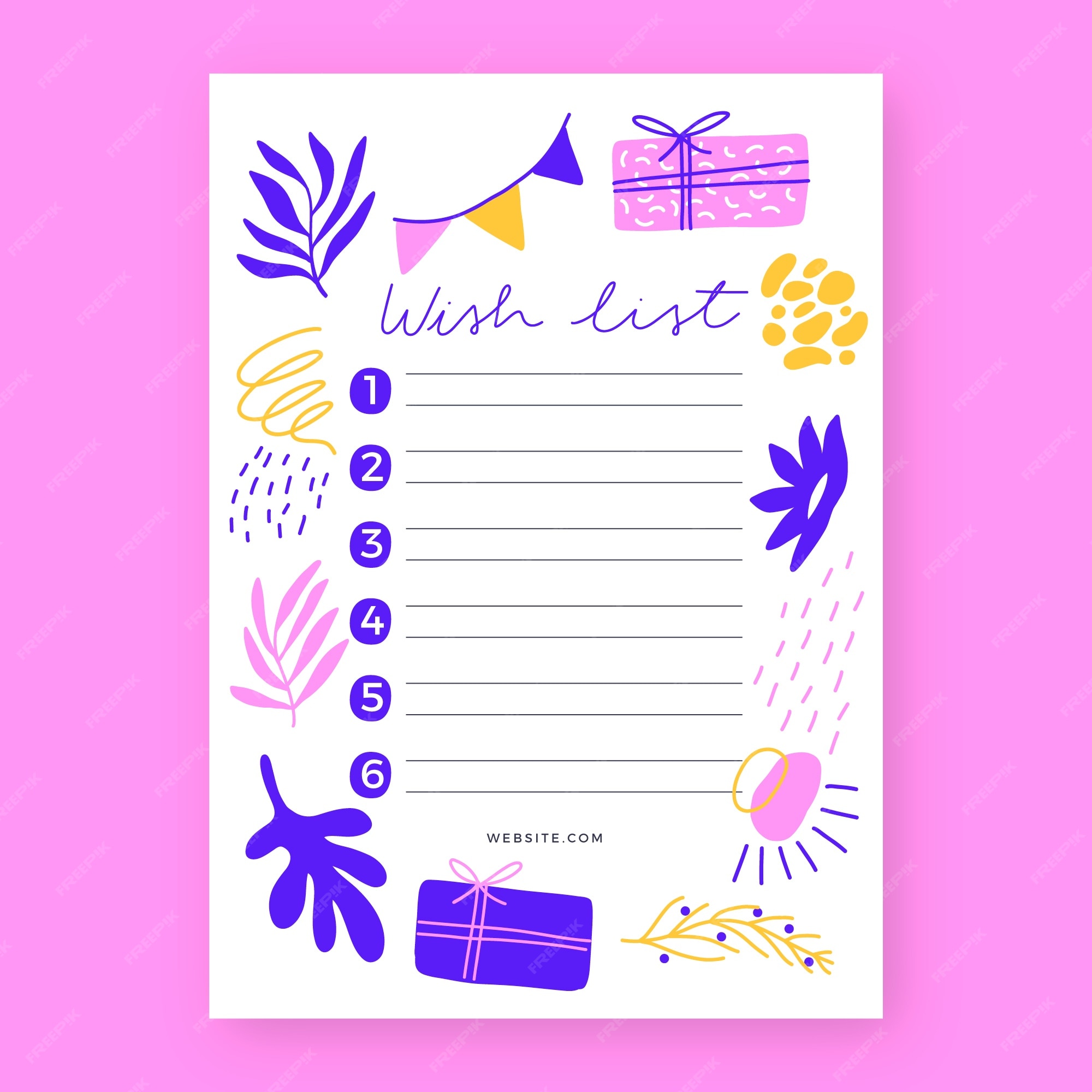 Free Vector | Hand drawn wish list template