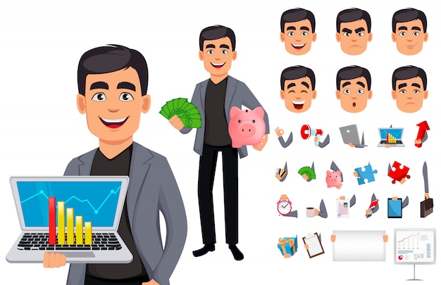 Premium Vector | Handsome business man cartoon character Premium Vector | Handsome business man cartoon character