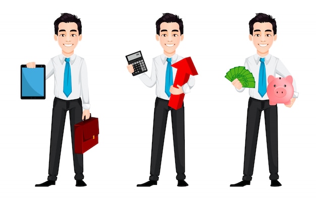 Premium Vector | Handsome businessman cartoon character Premium Vector | Handsome businessman cartoon character