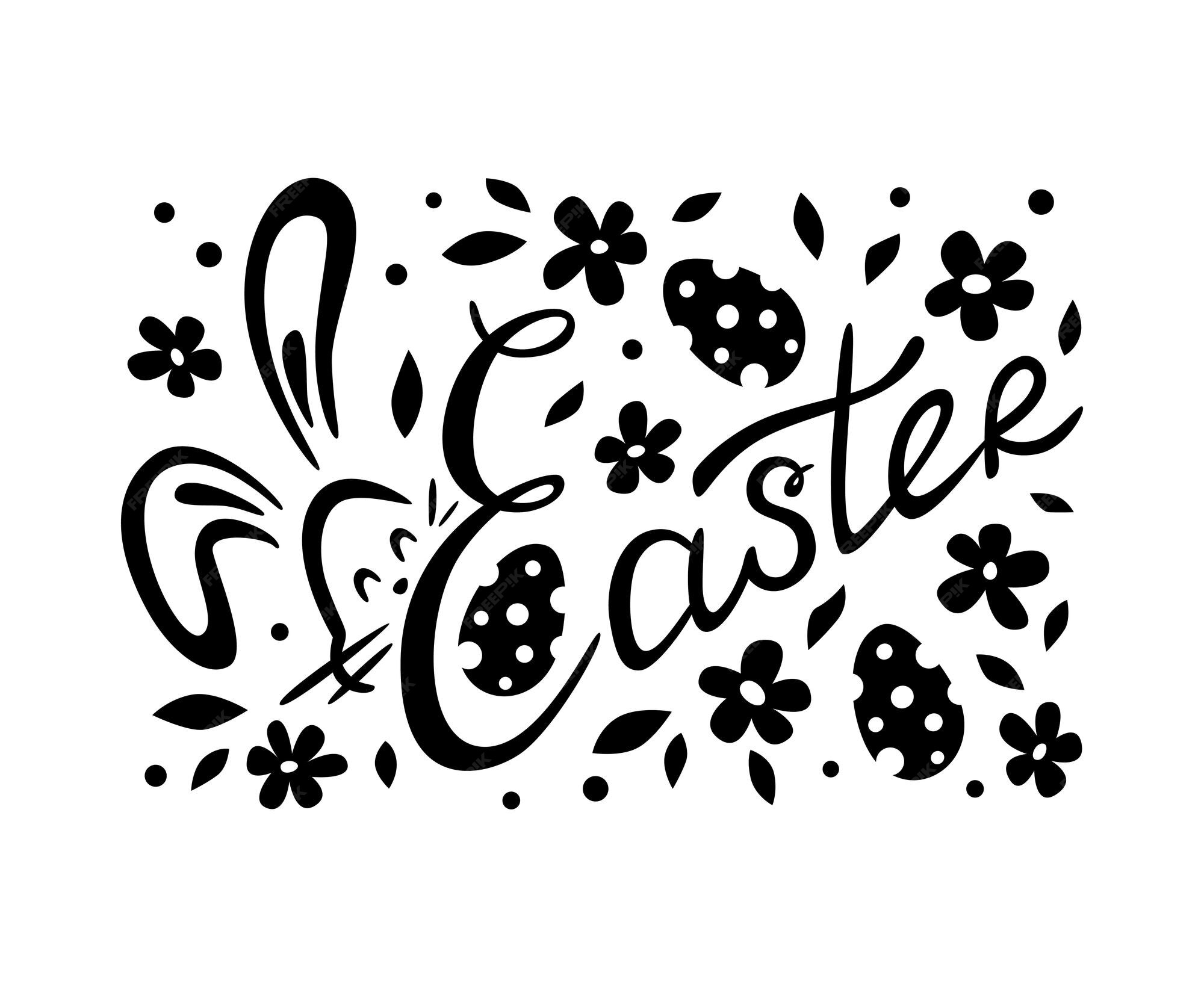 Premium Vector Happy Easter Lettering Illustration With Bunny Aggs