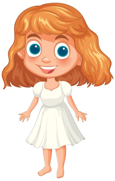 Free Vector Happy Young Girl In White Dress