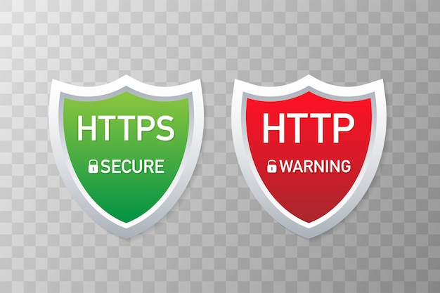 Premium Vector | Http and https protocols on shield on laptop, on white Premium Vector | Http and https protocols on shield on laptop, on white