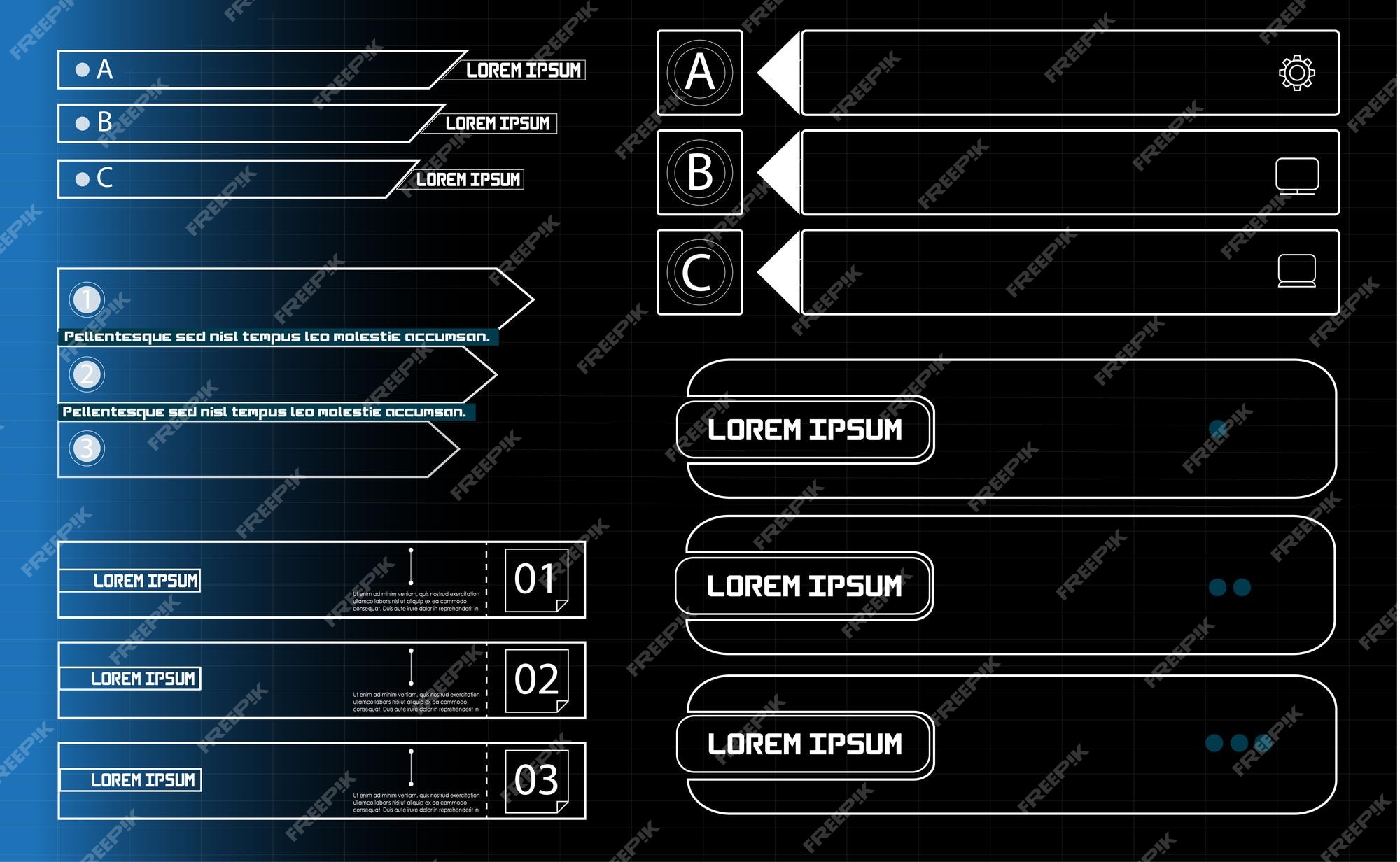 Premium Vector | Hud ui gui futuristic user interface screen elements set Premium Vector | Hud ui gui futuristic user interface screen elements set