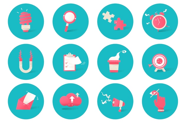 Free Vector | Illustration of business icons set on blue background Free Vector | Illustration of business icons set on blue background