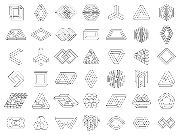 Premium Vector | Color impossible shapes set. creative figure business ... Premium Vector | Color impossible shapes set. creative figure business ...