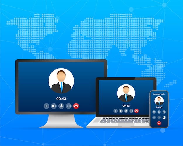Premium Vector | Incoming video call on laptop Premium Vector | Incoming video call on laptop