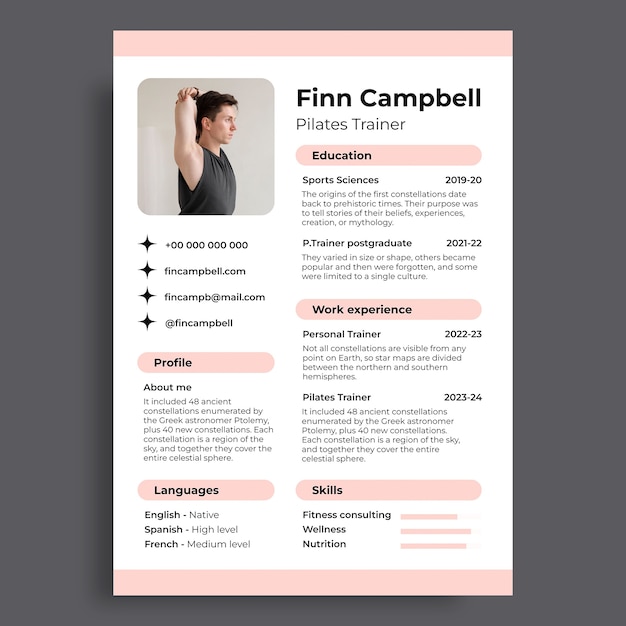 Free Vector | Instructor resume template design Free Vector | Instructor resume template design