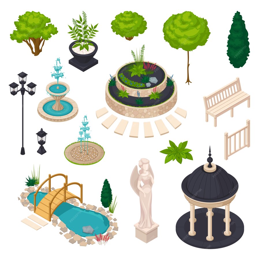 Free Vector | Isometric elements for city landscape Free Vector | Isometric elements for city landscape