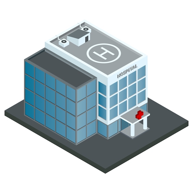 Premium Vector | Isometric hospital building Premium Vector | Isometric hospital building