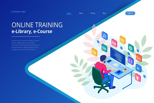 Premium Vector | Web development flat concept, landing page web template