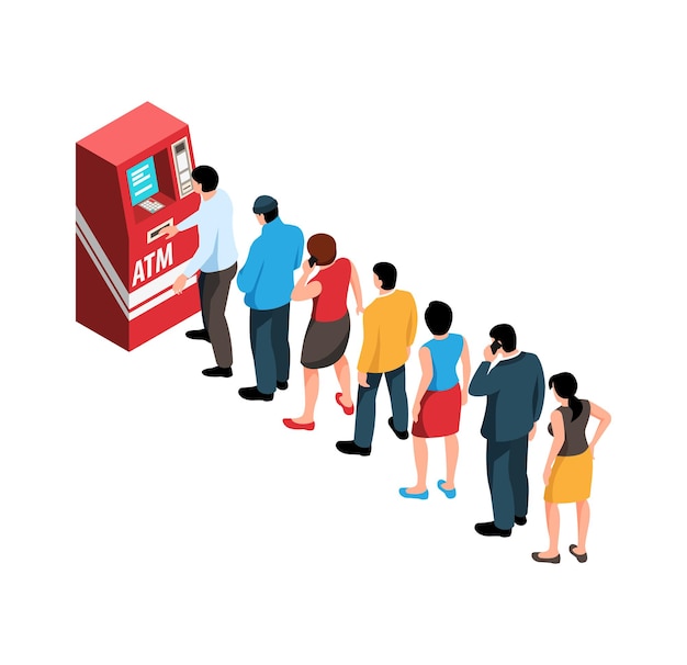 Free Vector | Isometric queue composition with people standing in ... Free Vector | Isometric queue composition with people standing in ...
