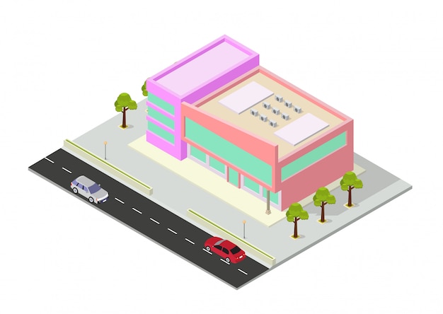 Premium Vector | Isometric shopping mall or supermarket building Premium Vector | Isometric shopping mall or supermarket building