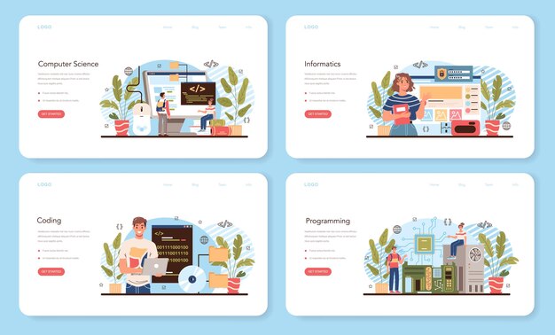 Premium Vector | It education online service or platform student write software