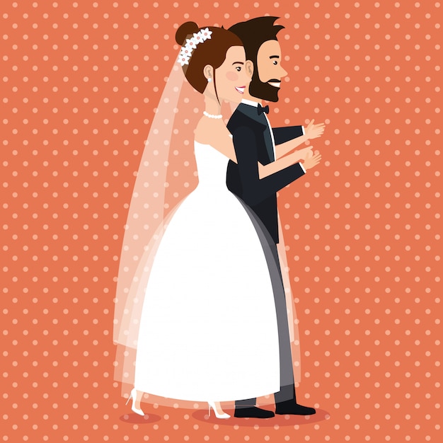 Free Vector Just Married Couple Avatars Characters