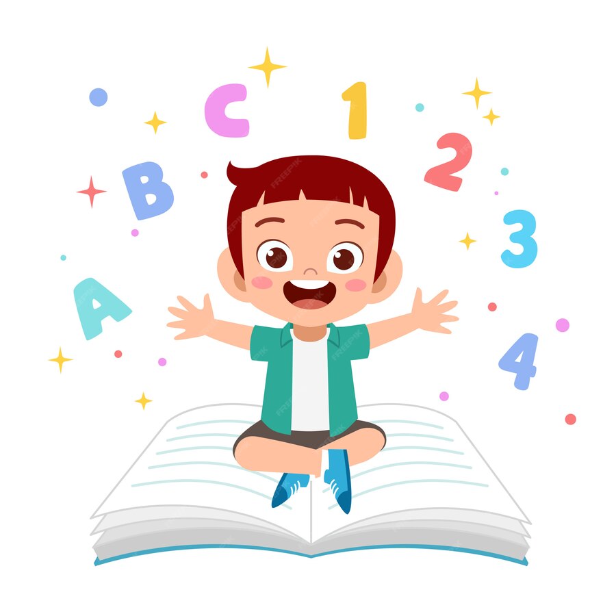 Premium Vector | Kids learn to read illustration Premium Vector | Kids learn to read illustration