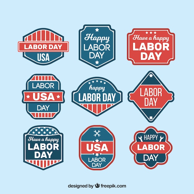 Free Vector | Labor day badges collection Free Vector | Labor day badges collection