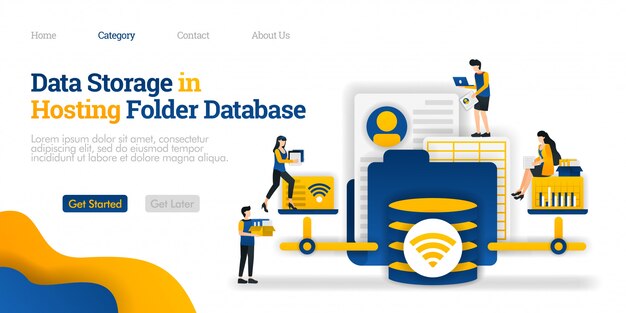 Premium Vector | Database system management landing page