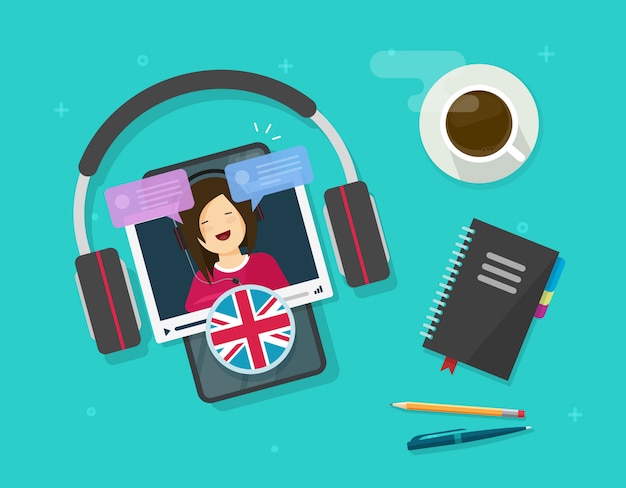Premium Vector | Learn english online on cellular phone or study ... Premium Vector | Learn english online on cellular phone or study ...