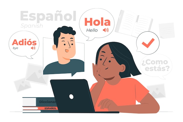 Free Vector | Learning spanish concept illustration Free Vector | Learning spanish concept illustration
