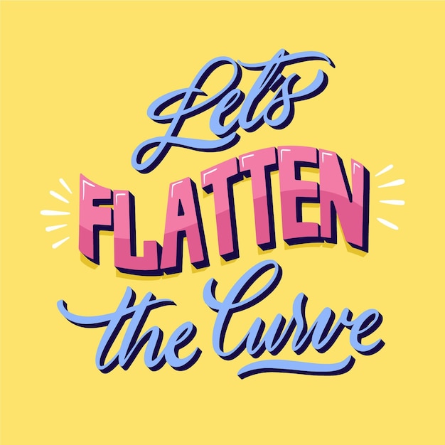Free Vector | Lets flatten the curve lettering Free Vector | Lets flatten the curve lettering
