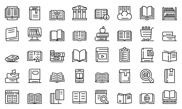 Premium Vector | Library icons set Premium Vector | Library icons set