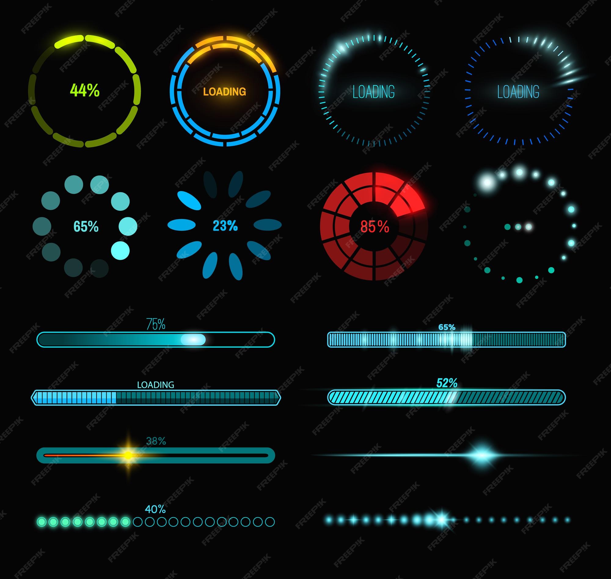 Premium Vector | Loading process and status bar icons, hud interface ...