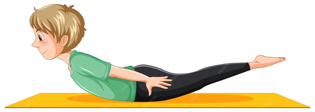 Free Vector | Locust pose yoga cartoon character Free Vector | Locust pose yoga cartoon character