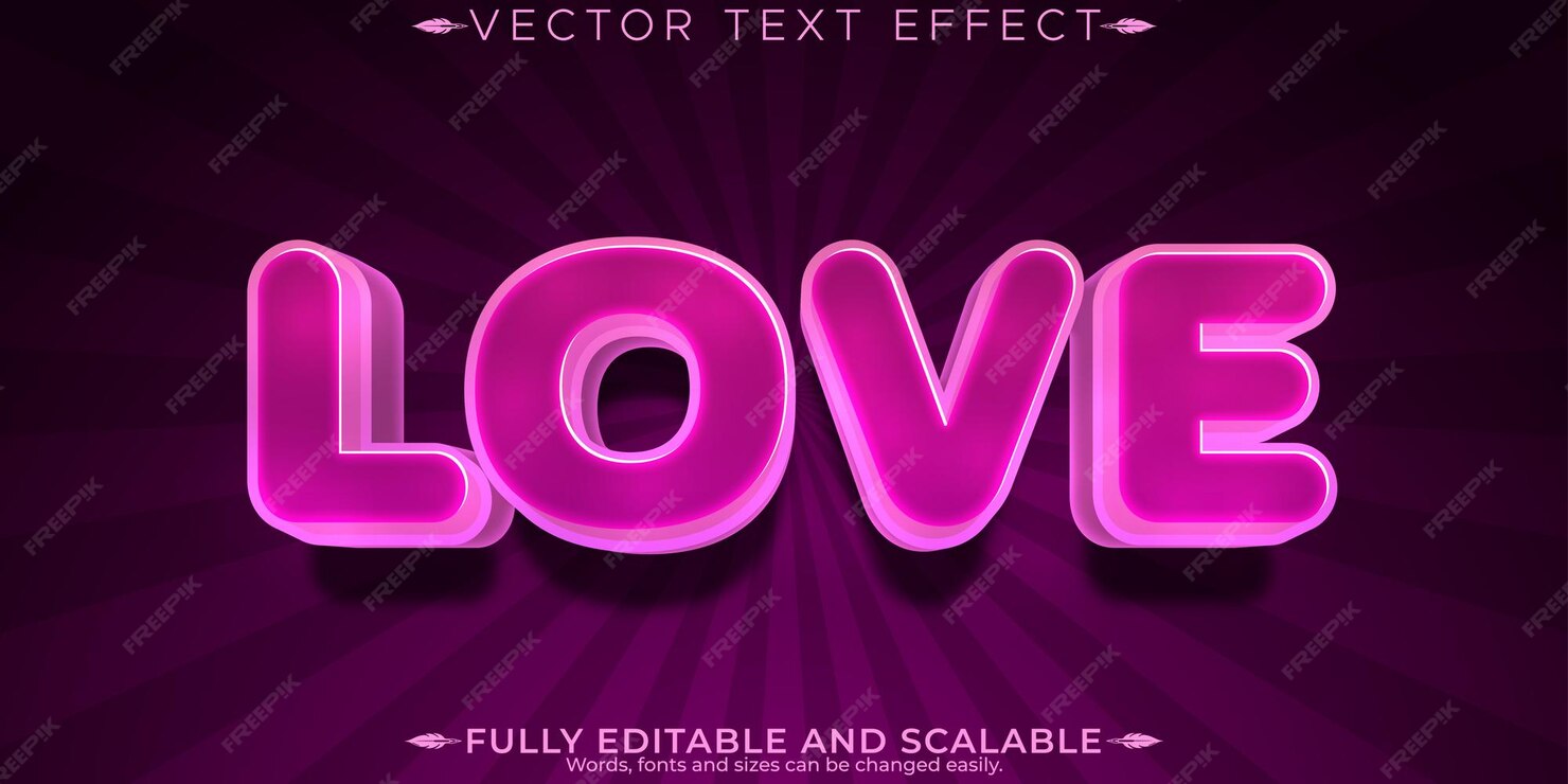 Free Vector Love Editable Text Effect Editable Heart And Romance Text