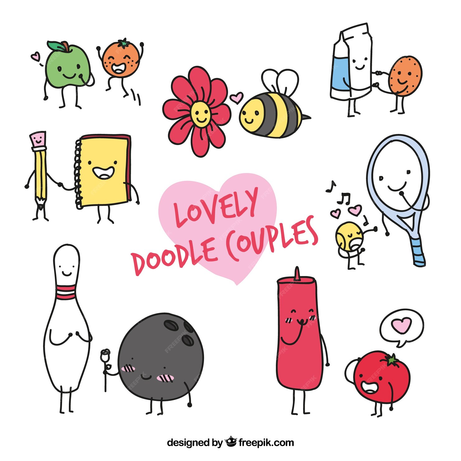 Free Vector Lovely Couple Doodles