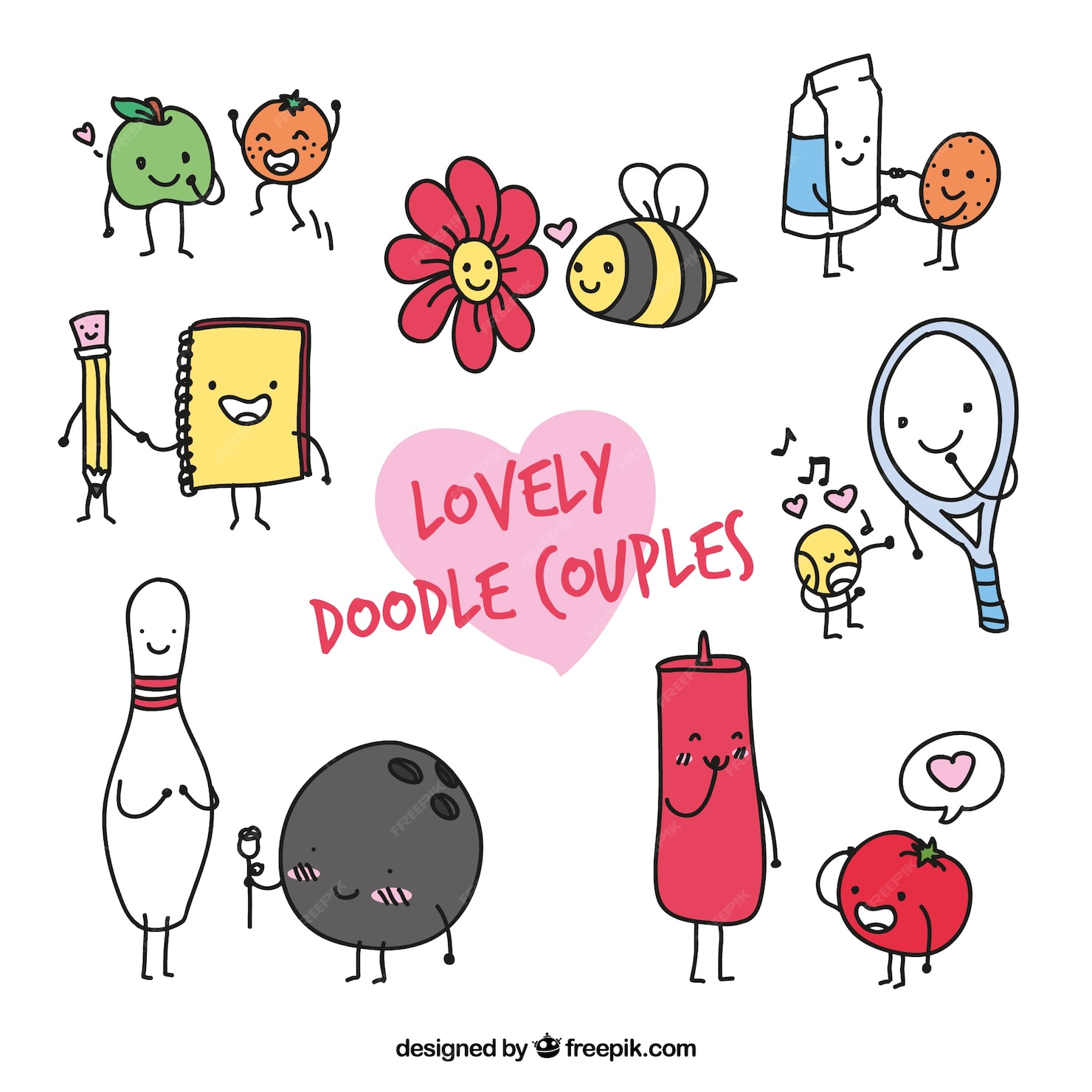 Free Vector Lovely Couple Doodles