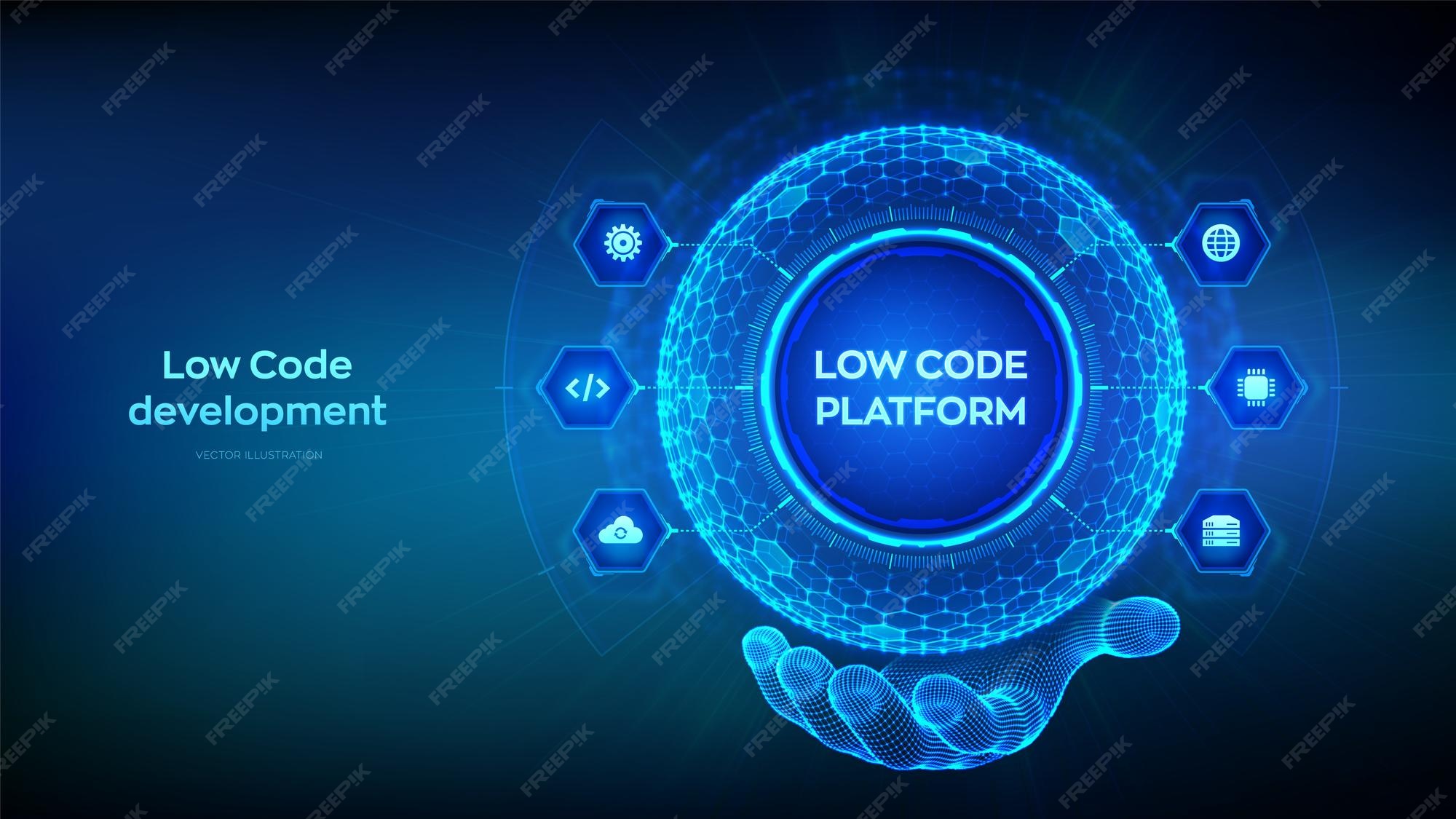Premium Vector Low Code Platform Low Code Development Technology Concept Lcdp Easy Coding