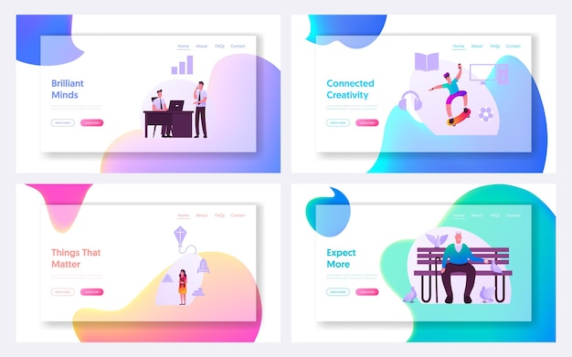 Premium Vector | Market segmentation landing page template set. Premium Vector | Market segmentation landing page template set.