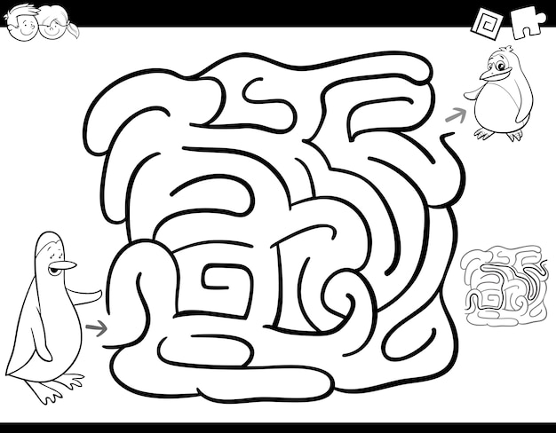 Premium Vector | Maze game coloring page Premium Vector | Maze game coloring page