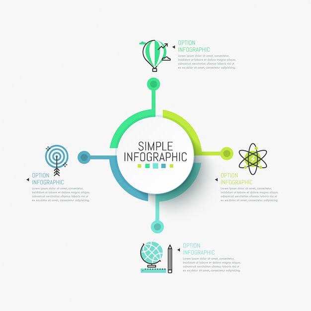 Premium Vector | Minimalistic infographic template. central round ... Premium Vector | Minimalistic infographic template. central round ...