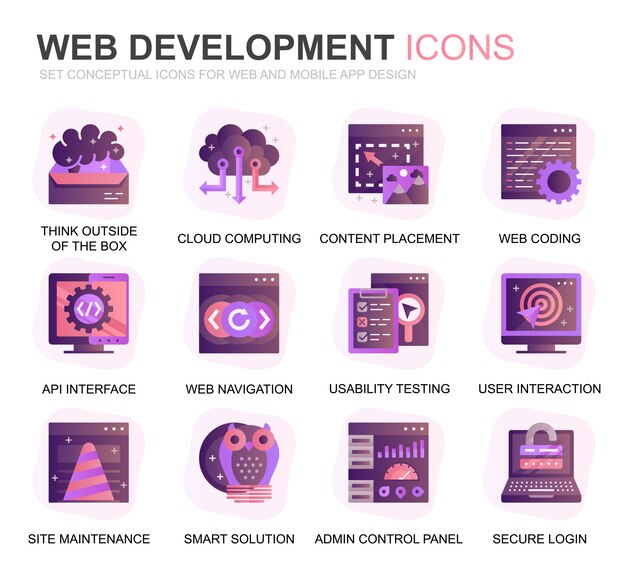 Program development icons set Vector | Free Download Program development icons set Vector | Free Download