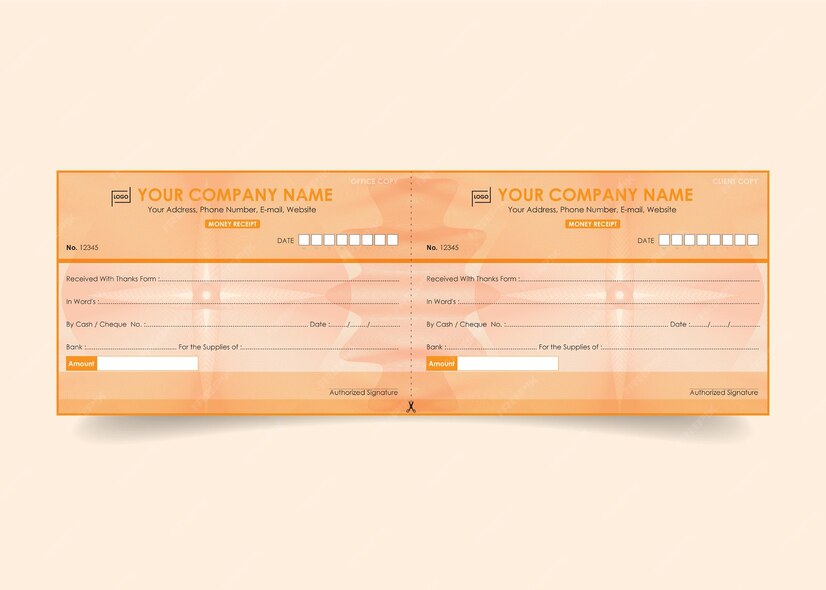 Premium Vector | Money receipt template invoice cheque design with ... Premium Vector | Money receipt template invoice cheque design with ...