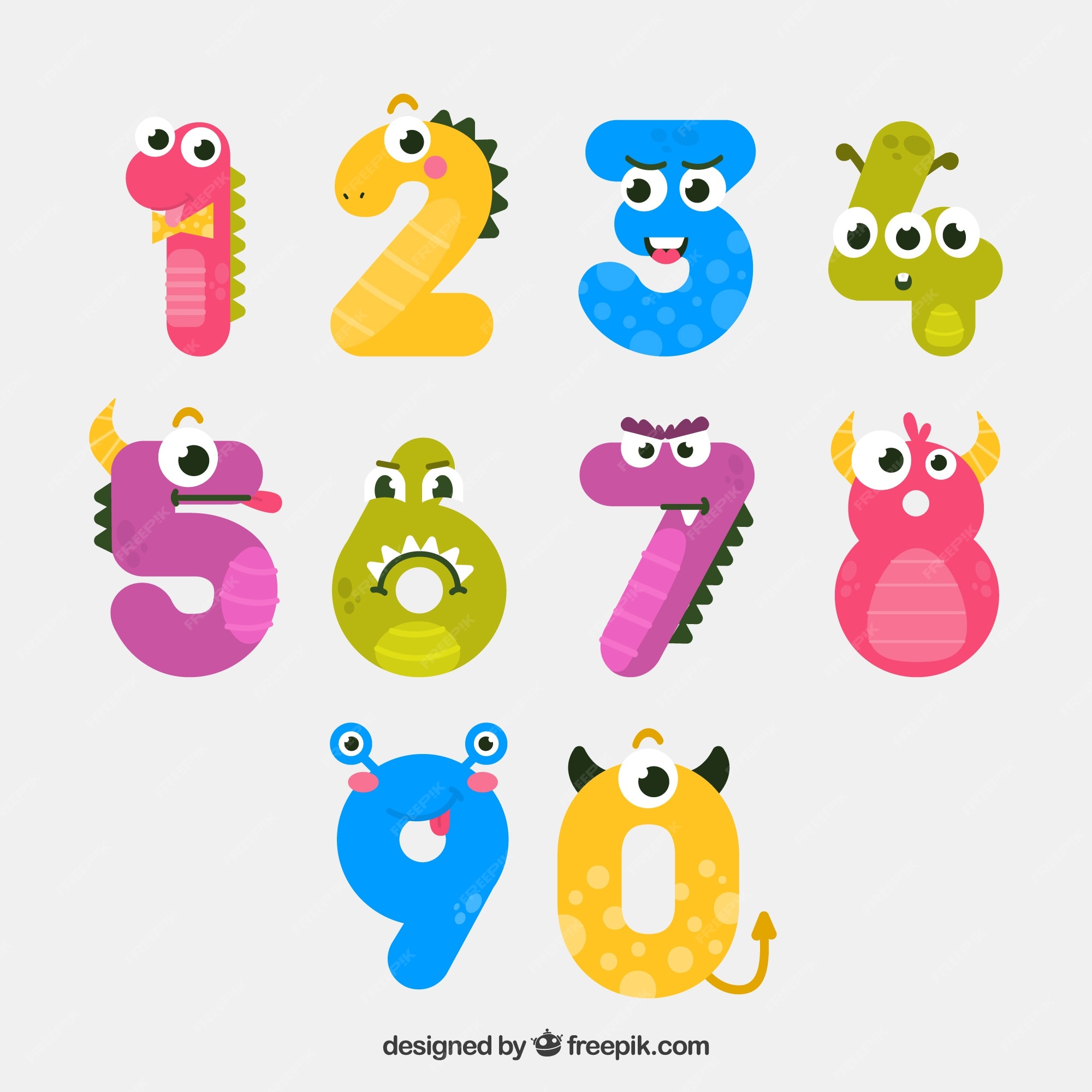 Premium Vector | Number collection with funny animals Premium Vector | Number collection with funny animals